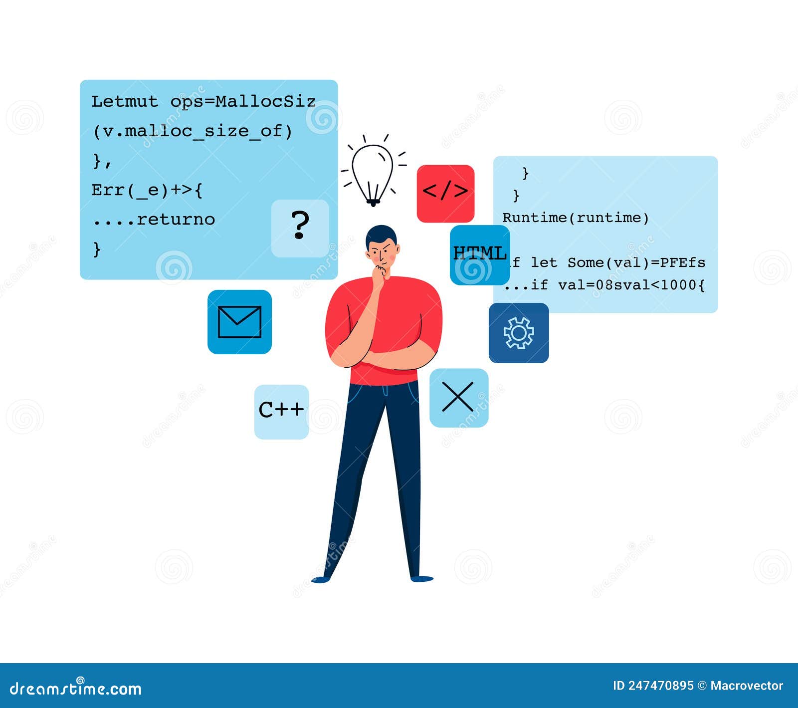 Programmer And Windows Composition Stock Vector Illustration Of Specialist People 247470895