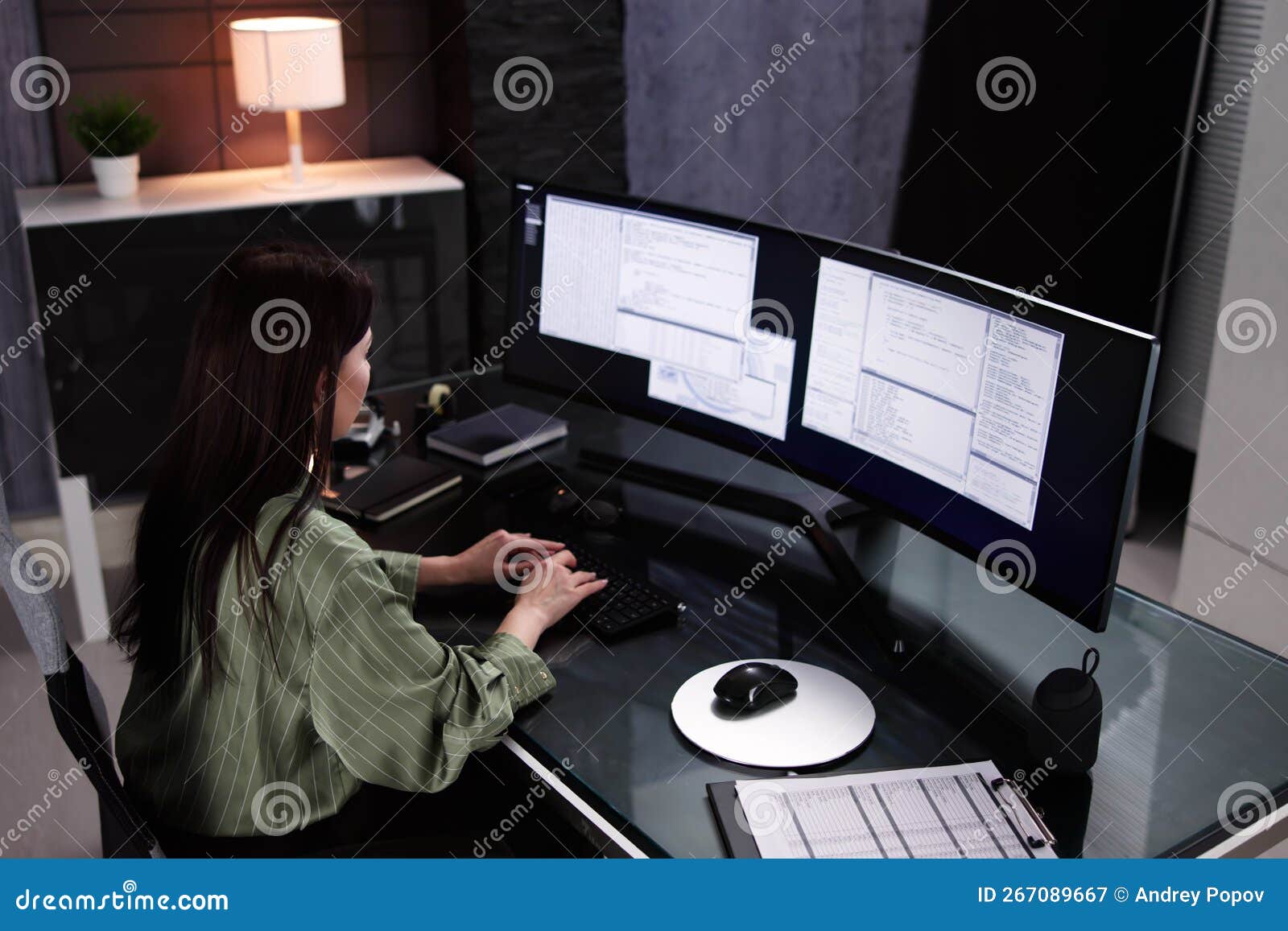 Programmer Woman Coding On Computer Stock Image Image Of Woman Work