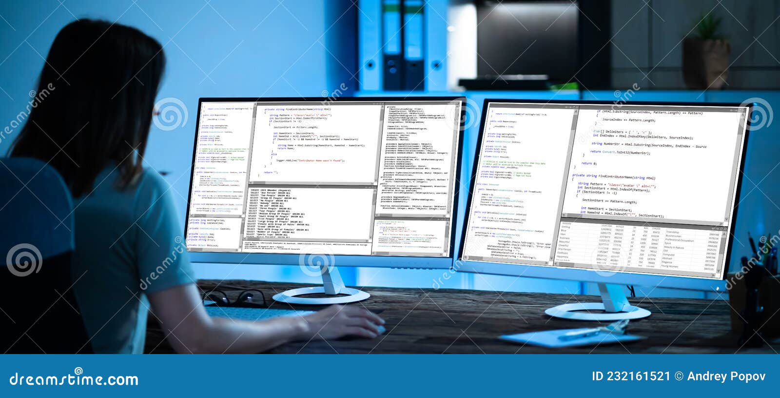 Programmer Woman Coding on Computer Stock Image - Image of programer ...