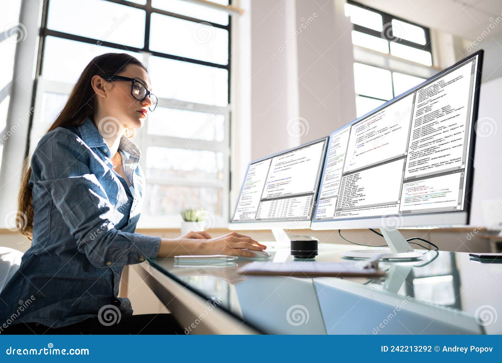 Programmer Woman Coding stock photo. Image of development - 242213292
