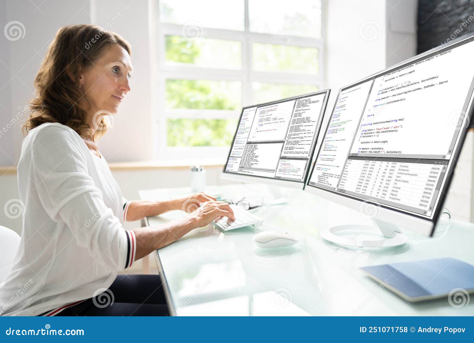 Programmer Woman Coding stock photo. Image of back, coding - 251071758