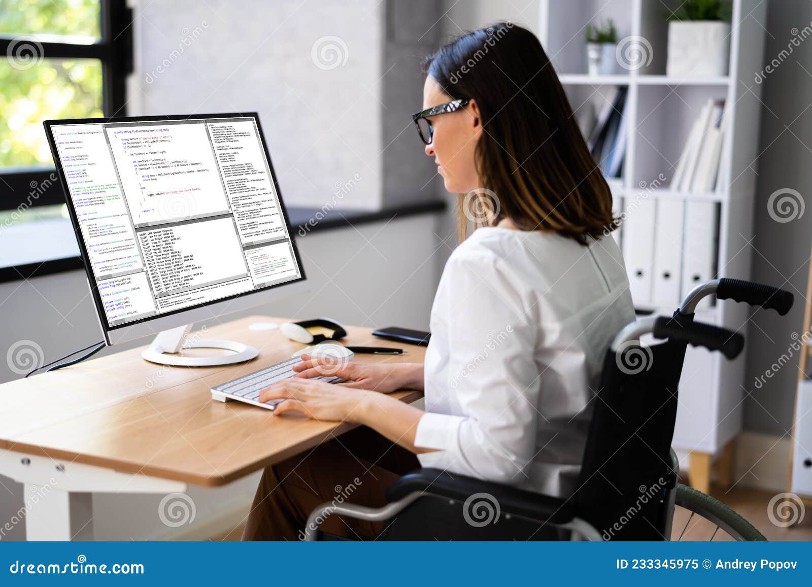 Programmer Woman with Disabilities Working Stock Image - Image of ...