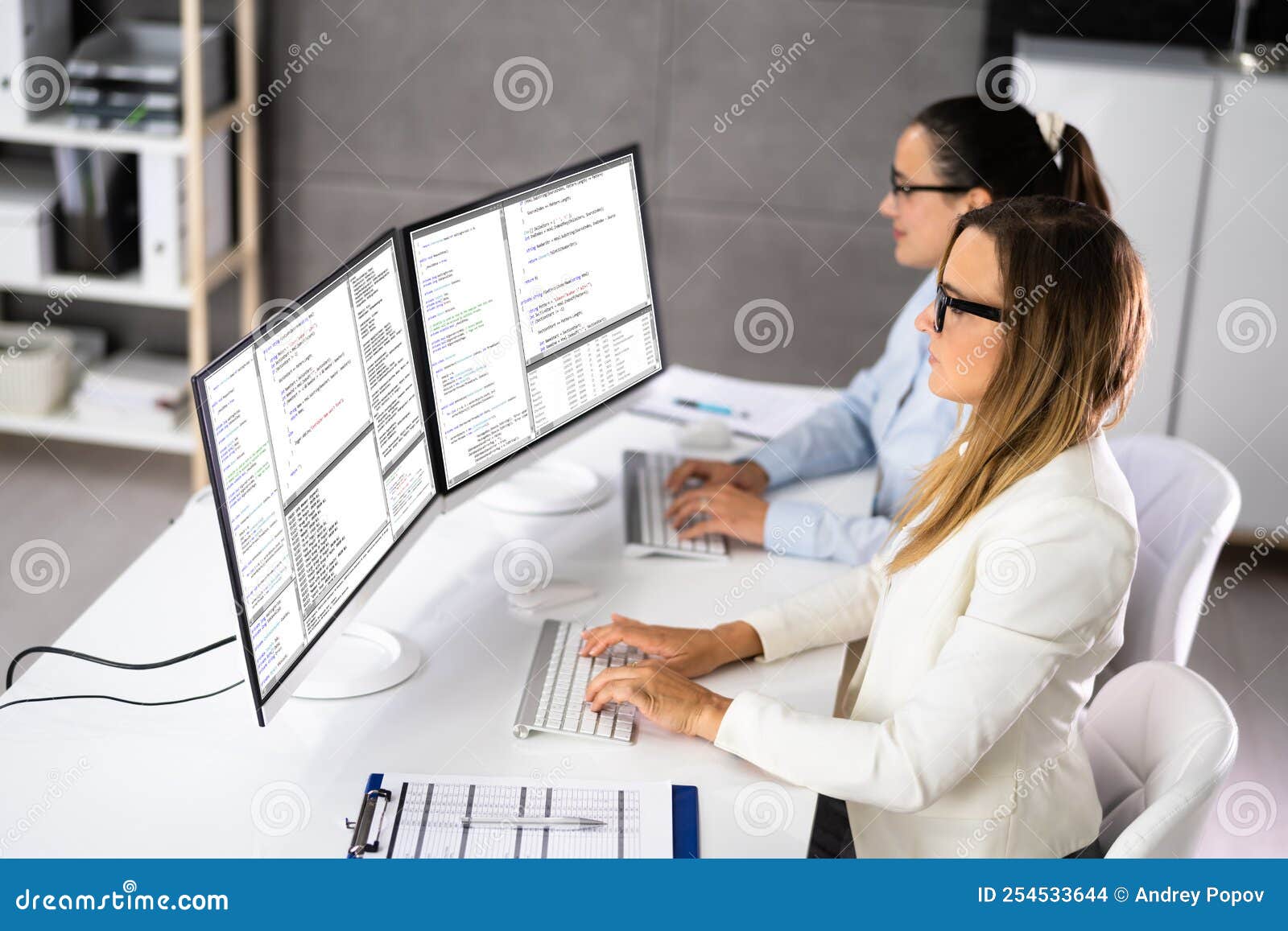 Programmer Woman Wearing Hijab Working Stock Photo - Image of desktop ...
