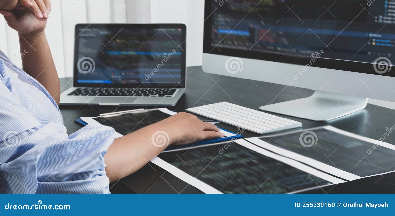 Programmer Woman Working With Computer Programming Professional Development And Coding