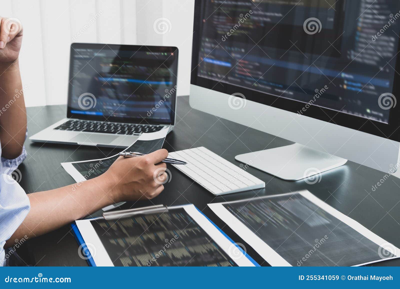 Programmer Woman Working With Computer Programming Professional Development And Coding