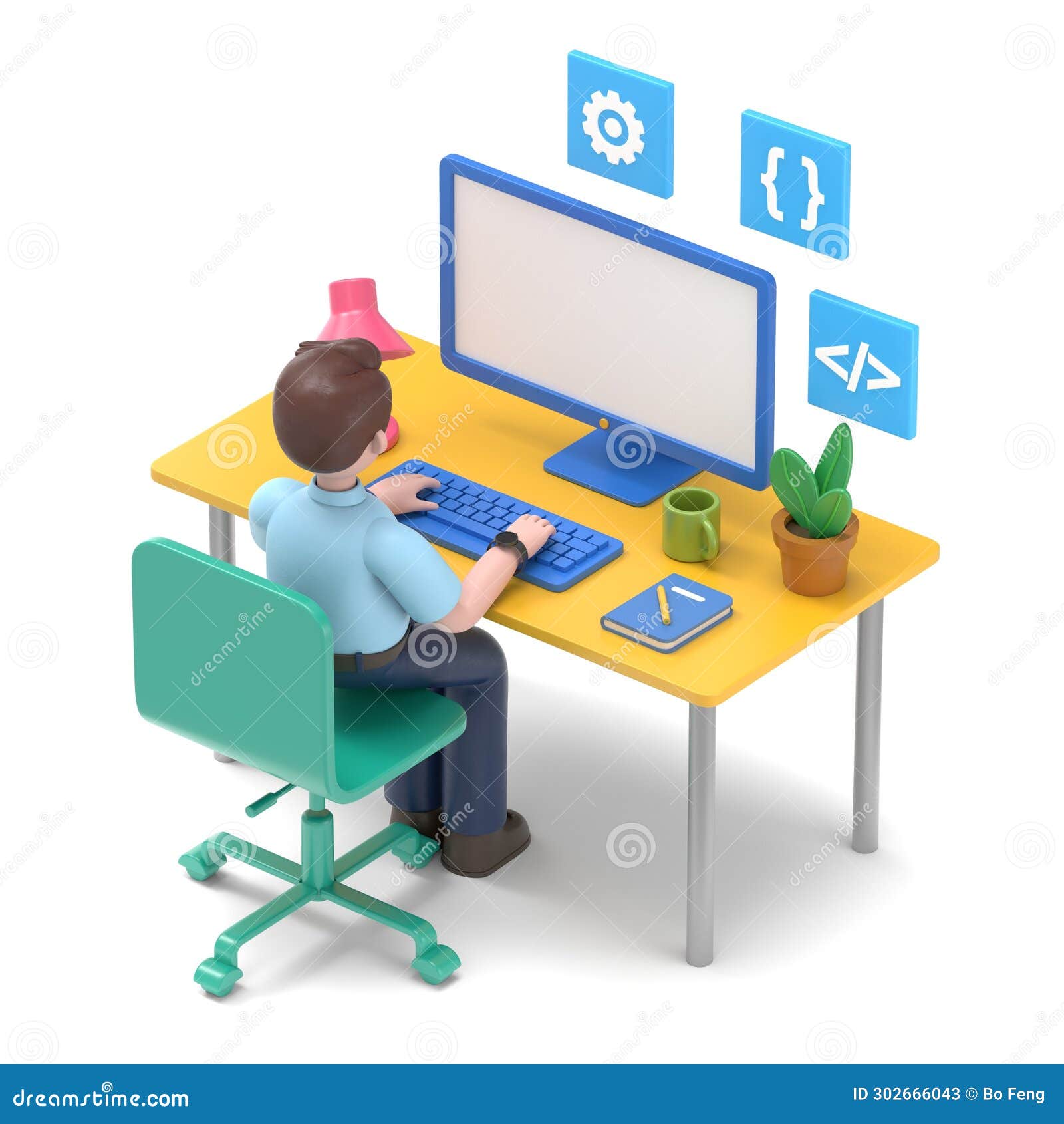 Programmer at Work Concept Banner. Can Use for Web Banner, Infographics ...