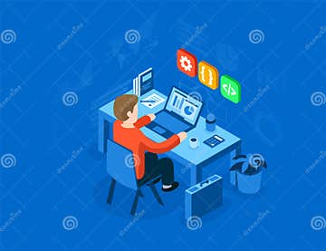 Programmer at Work Concept. Can Use for Web Banner, Infographics, Hero ...