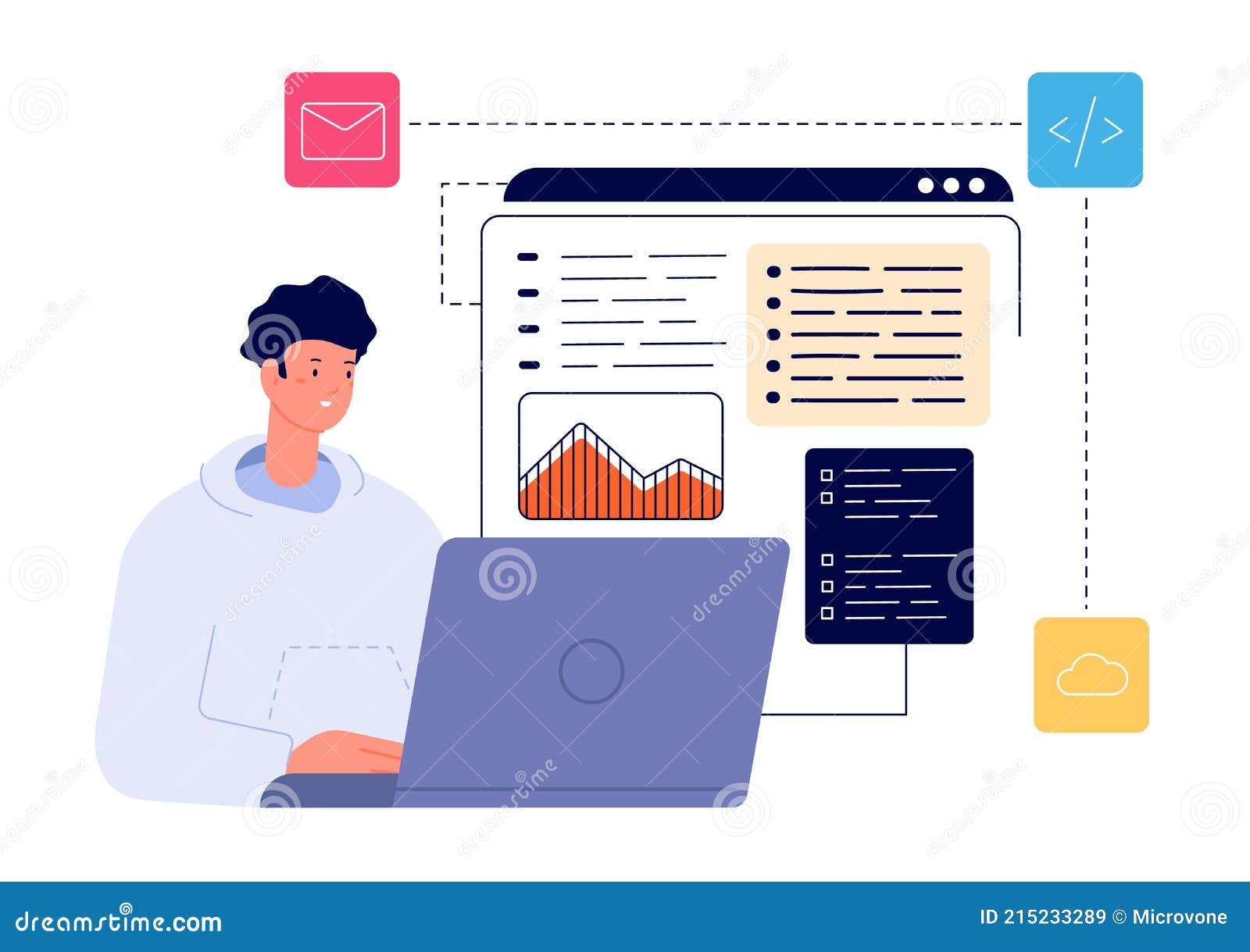 Developer Testing Code Of Computer Program Cartoon Vector Illustration ...