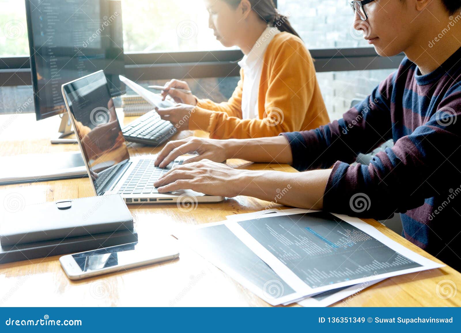 Programmer Work with Developing Programming Stock Image - Image of ...