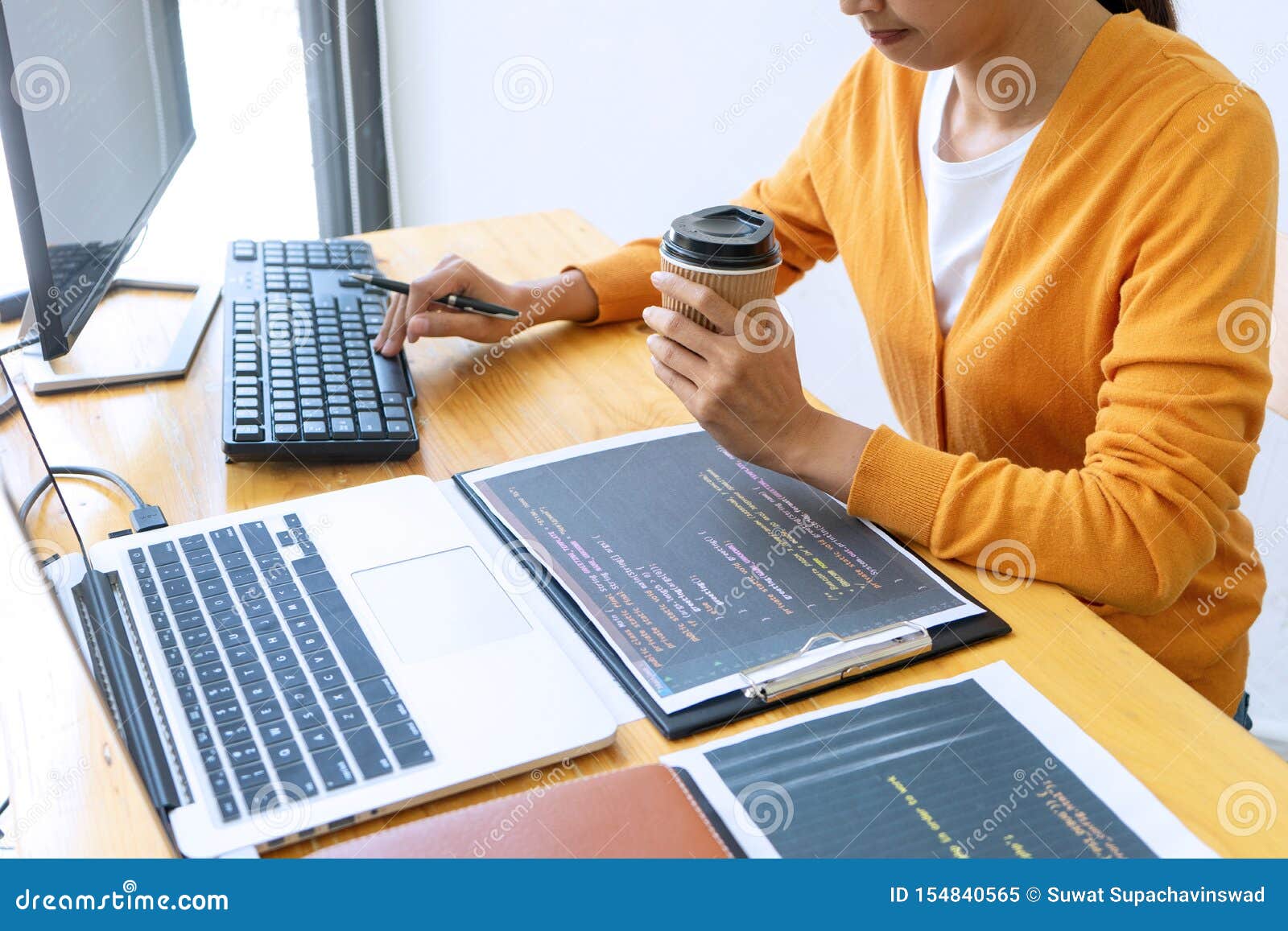 Programmer Work with Developing Programming Stock Image - Image of ...