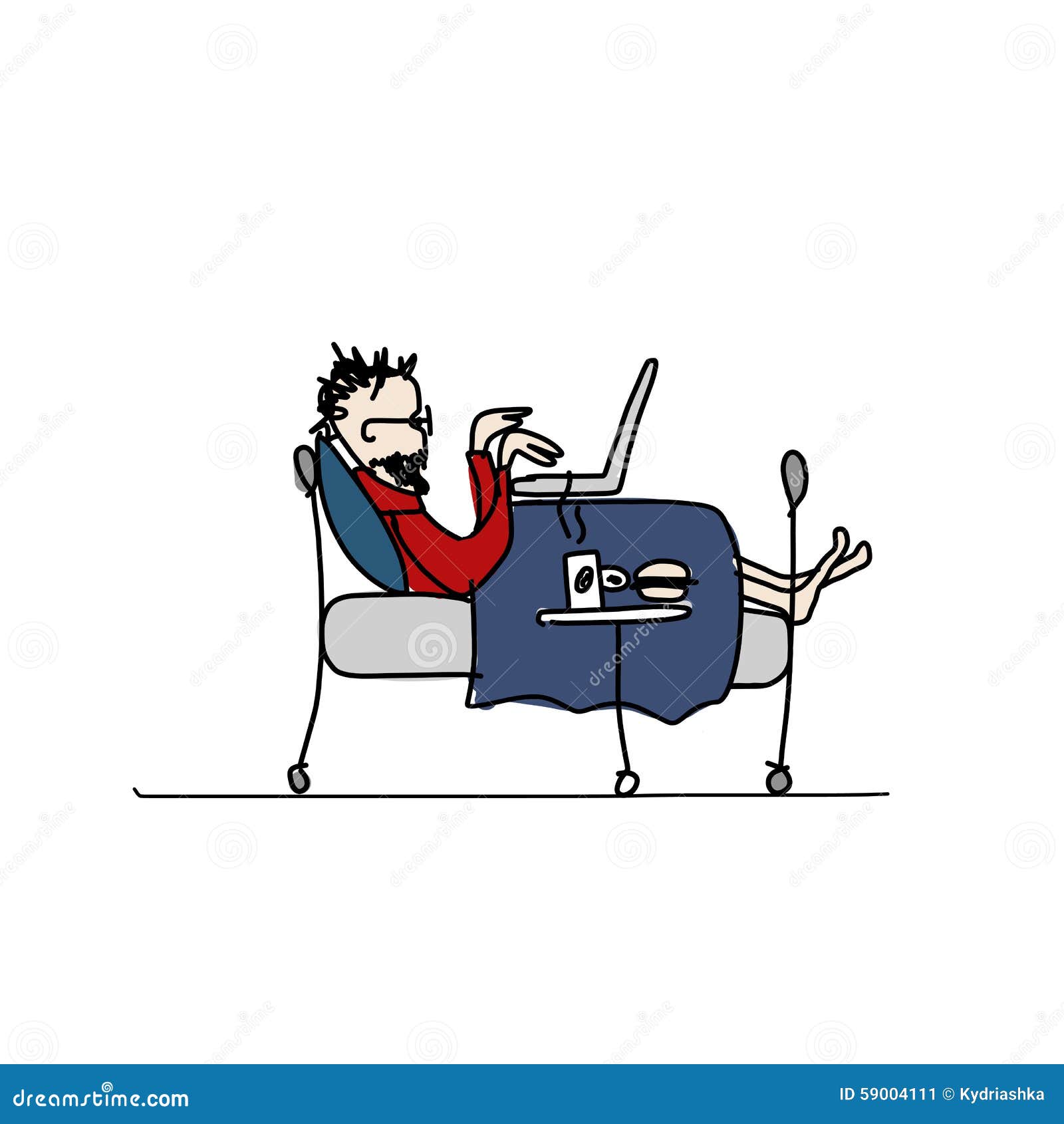 Programmer at Work, Sketch for Your Design Stock Vector - Illustration ...