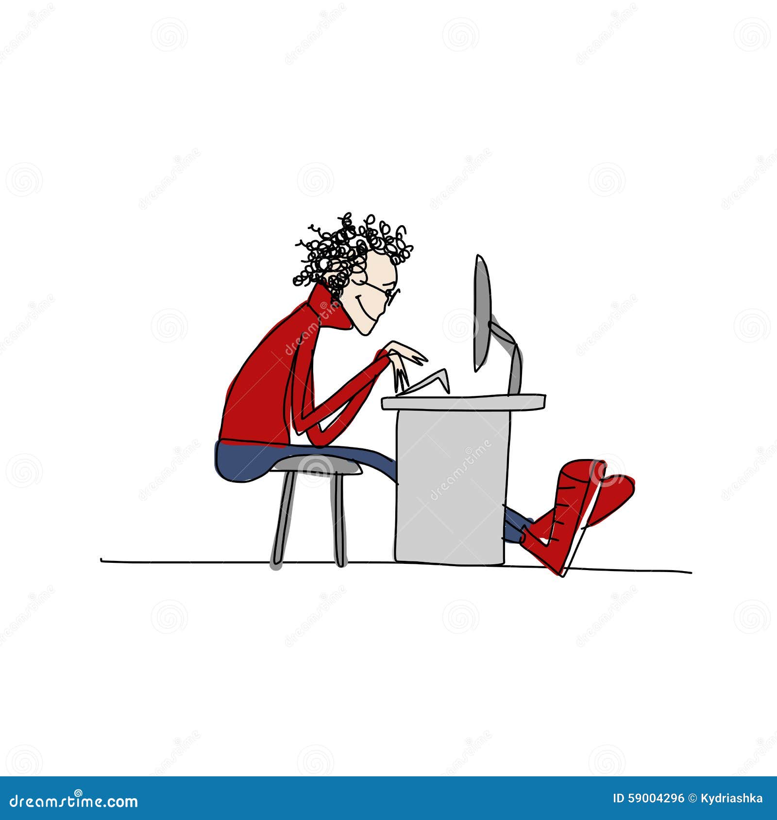 Programmer at Work, Sketch for Your Design Stock Vector - Illustration ...