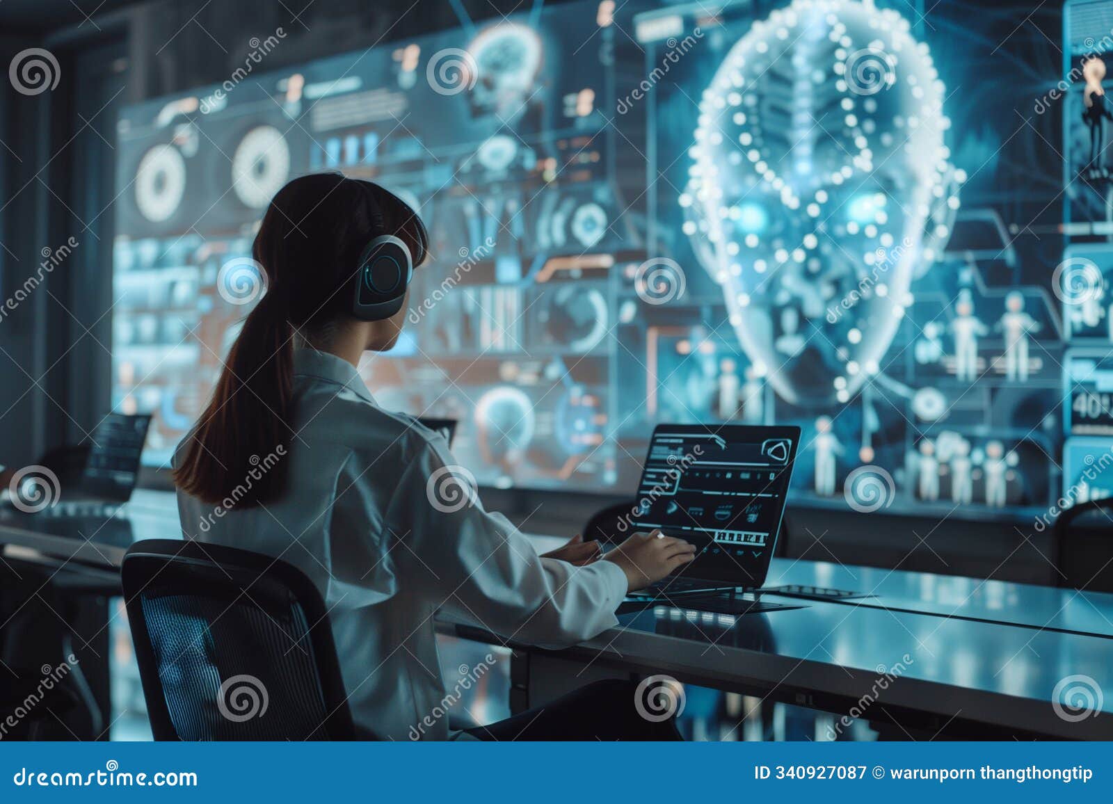 Programmer Working on Biometric Identification System, Facial ...