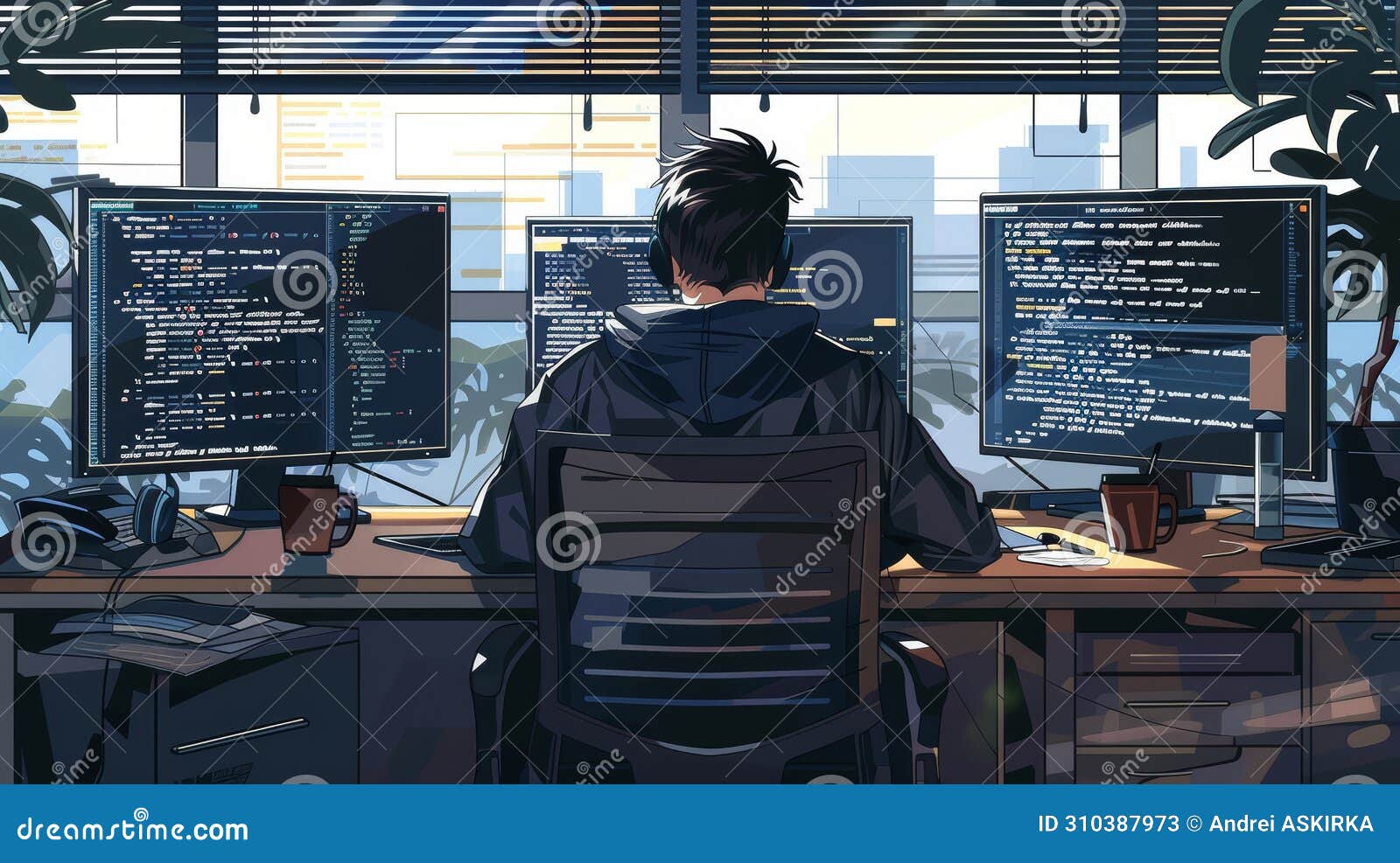 Programmer Working On Code In A Dual Monitor Setup Software Development And Coding Concept For 0297