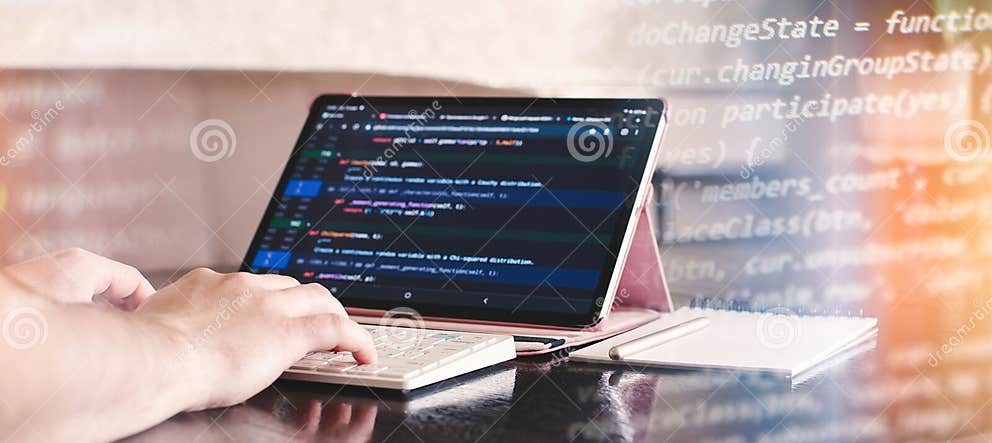 Programmer Working On Computer Code Developer Of Software Applications
