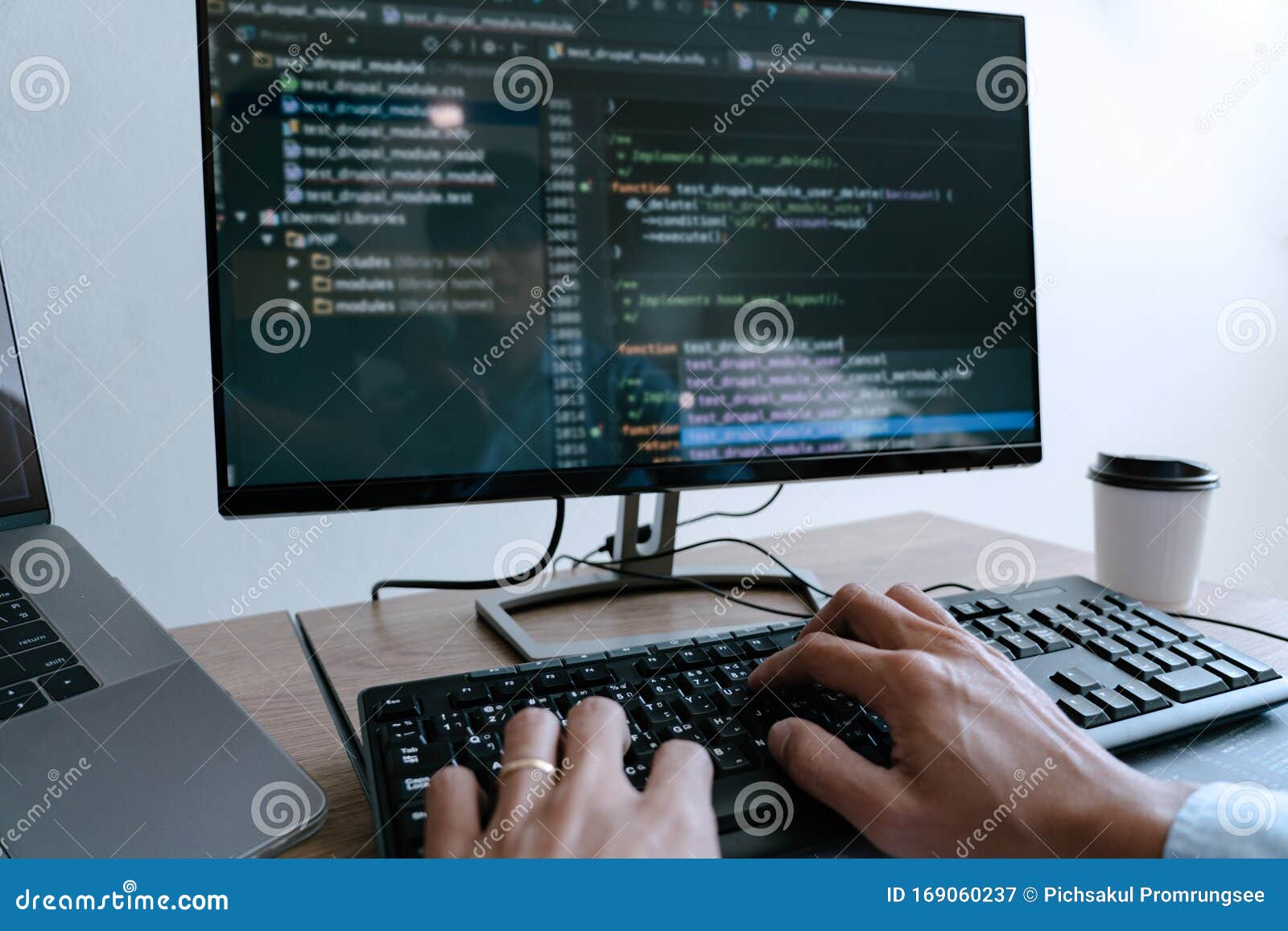 Programmer Working On Computer In It Office Typing Data Coding In Software And Checking Code On