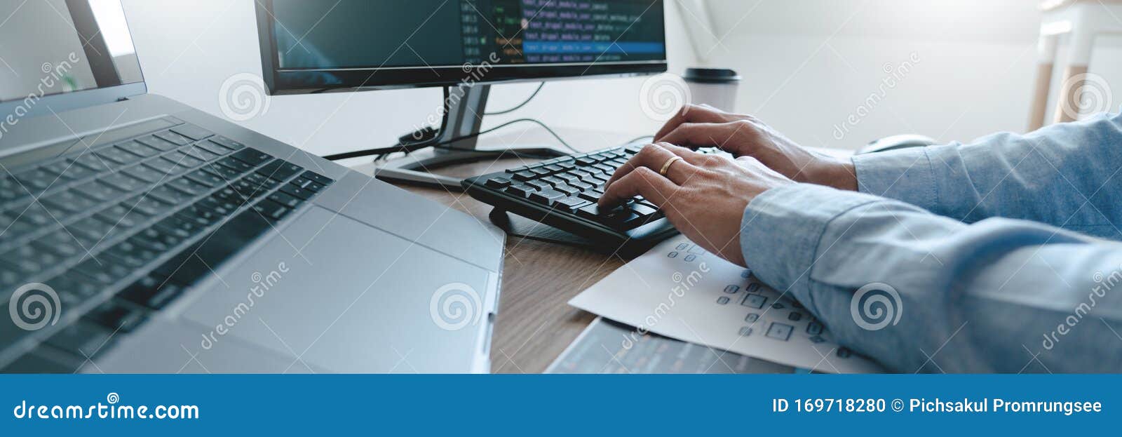 Programmer Working On Computer In It Office Typing Data Coding In Software And Checking Code On 1086