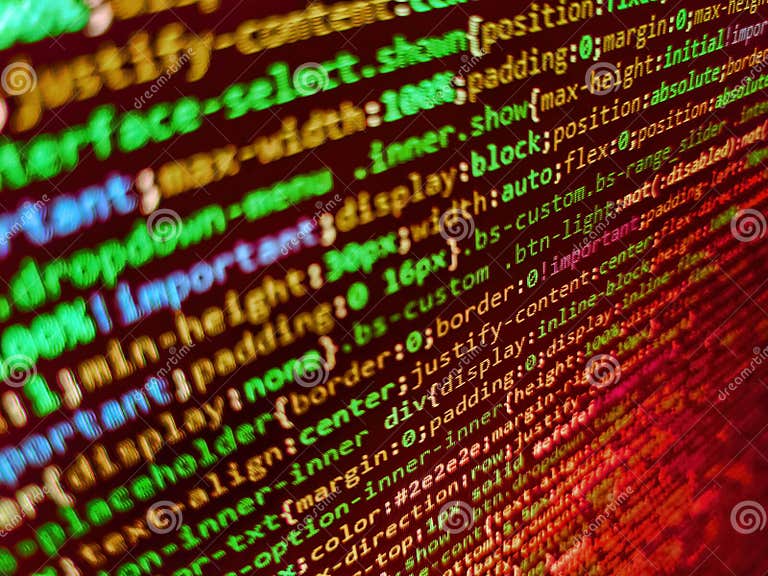 Programmer Working on Computer Screen. Simple Website HTML Code with Colourful Tags in Browser ...