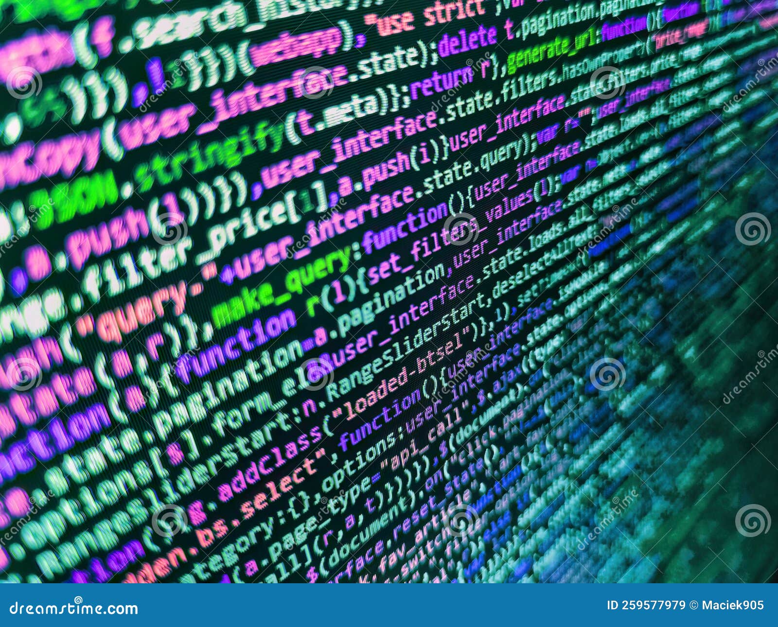 Programmer Working On Computer Screen Screen Of Web Developing Javascript Code Stock Image