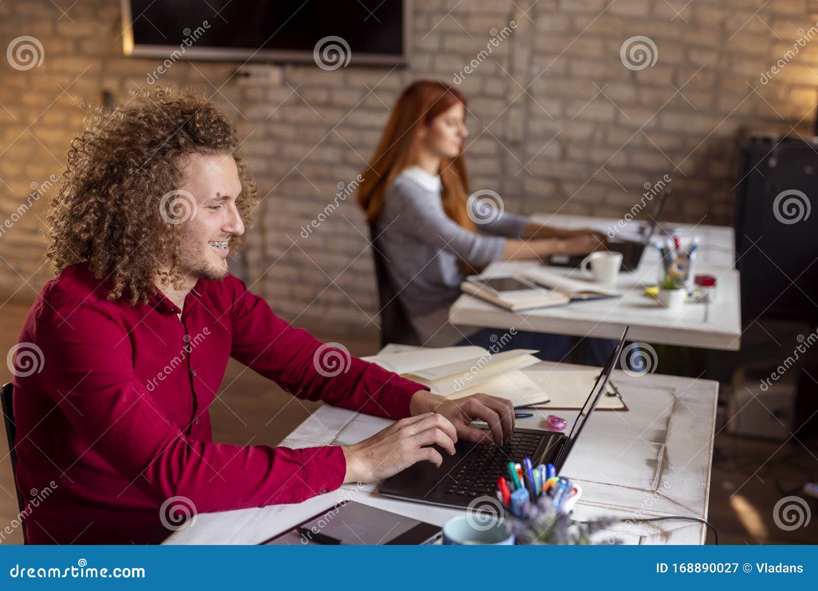 Programmer Working in Coworking Space Stock Image - Image of office ...
