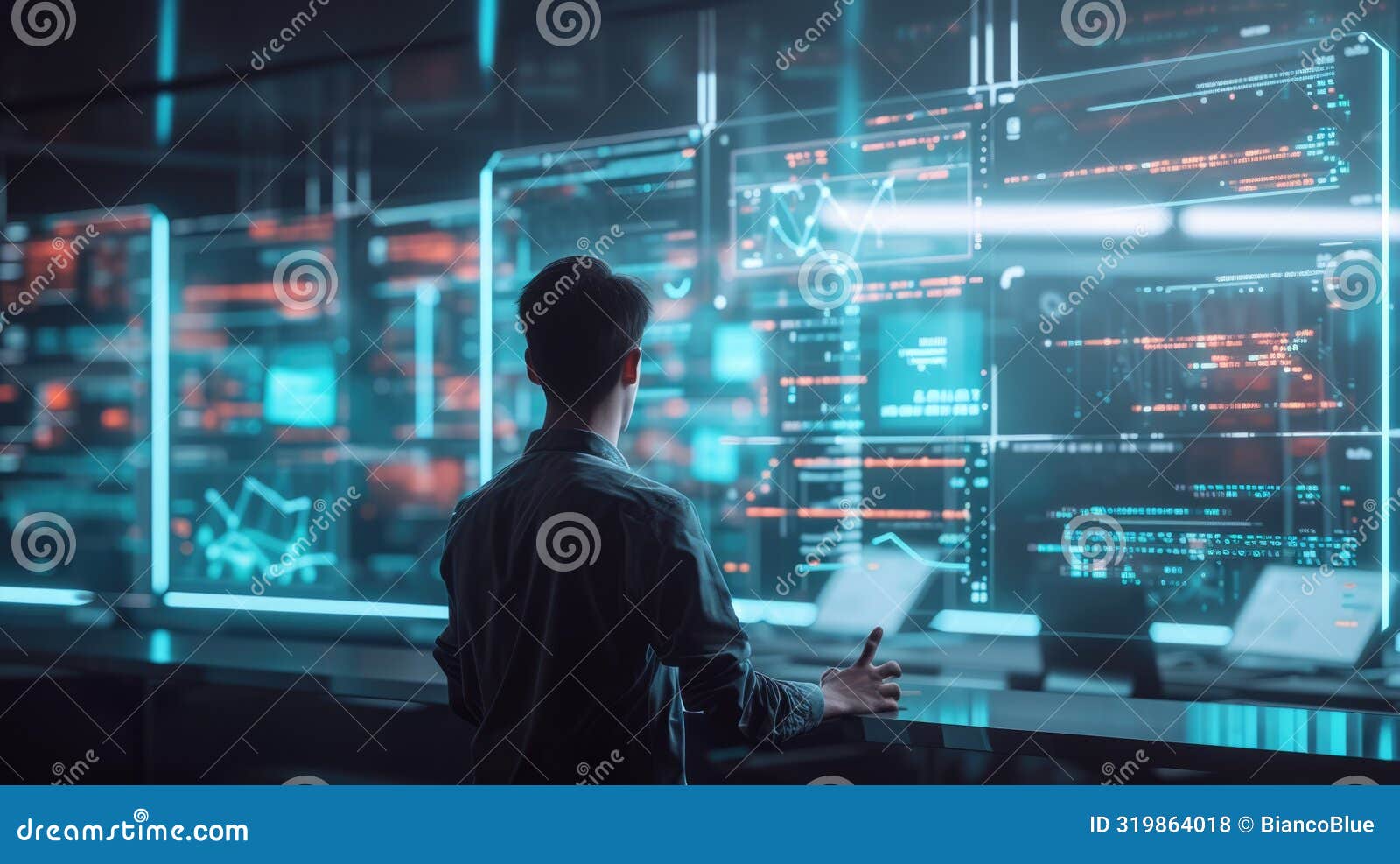 Programmer Working in Data Center AIG41 Stock Illustration ...