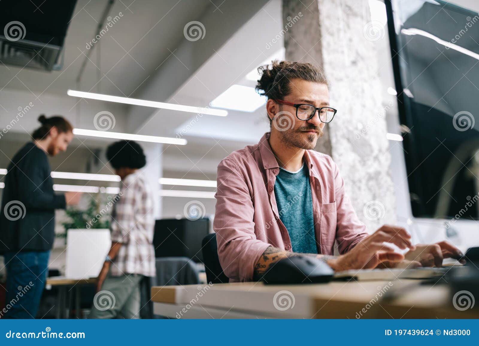 Programmer Working and Developing Software in Office Stock Photo ...