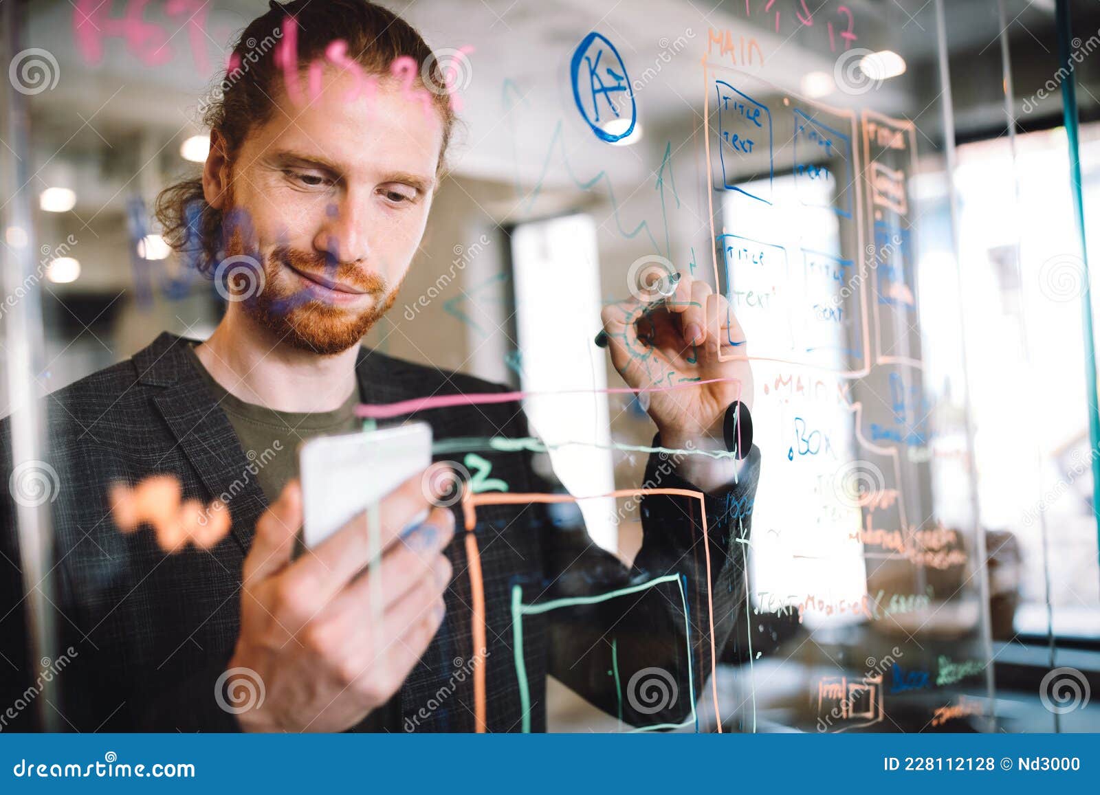 Programmer Working and Developing Software in Office Stock Photo ...