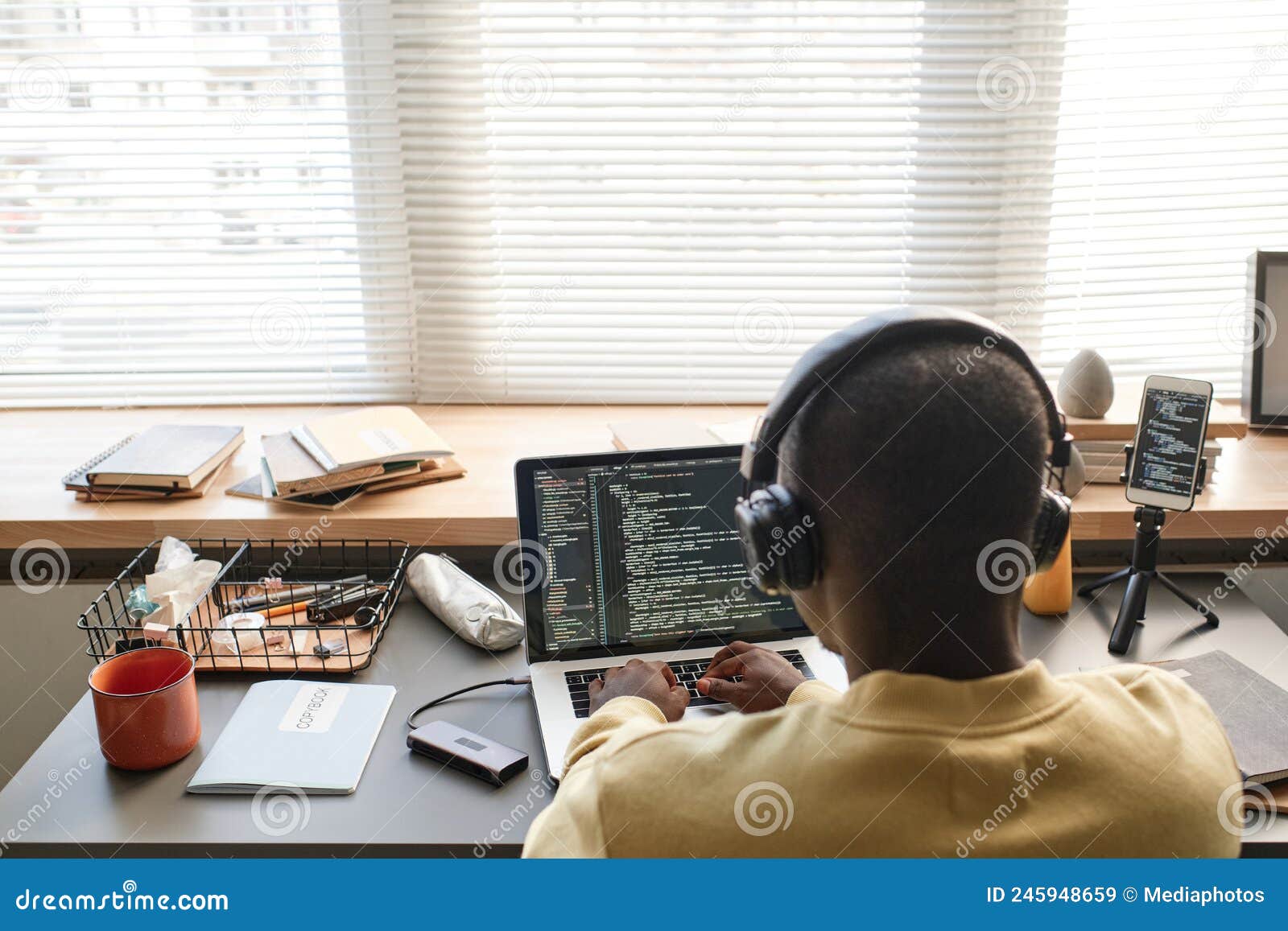 Programmer Working on Java Script Stock Image - Image of connection ...
