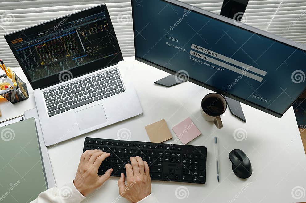 Programmer Working with Metadata on Computer Stock Image - Image of ...