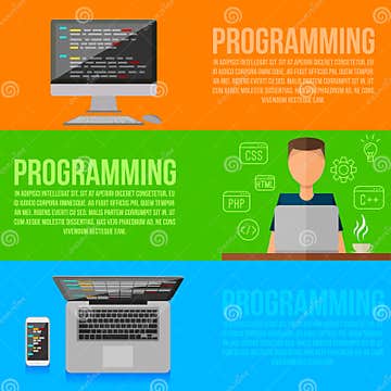 Programmer Working Place . Vector Programmer Gadgets Stock Vector ...