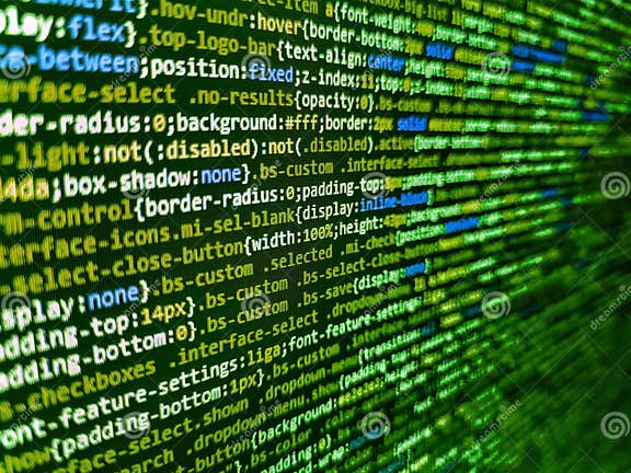 Programmer Working in a Software Develop Company Office. Code of Javascript Language on White ...