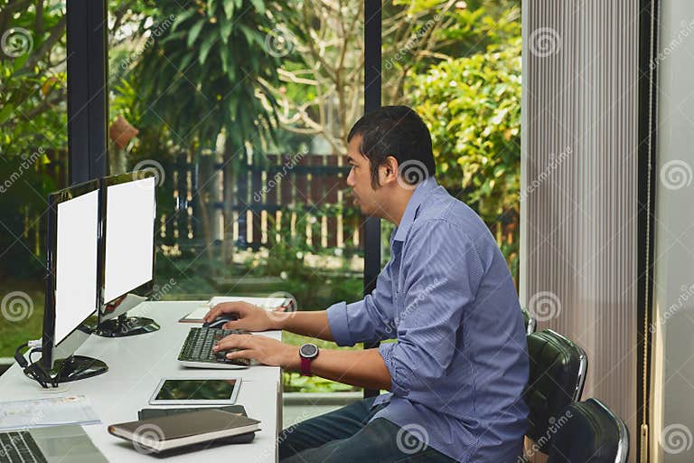 Programmer Working in a Software Developing. Developing Programming and Coding Technologies ...