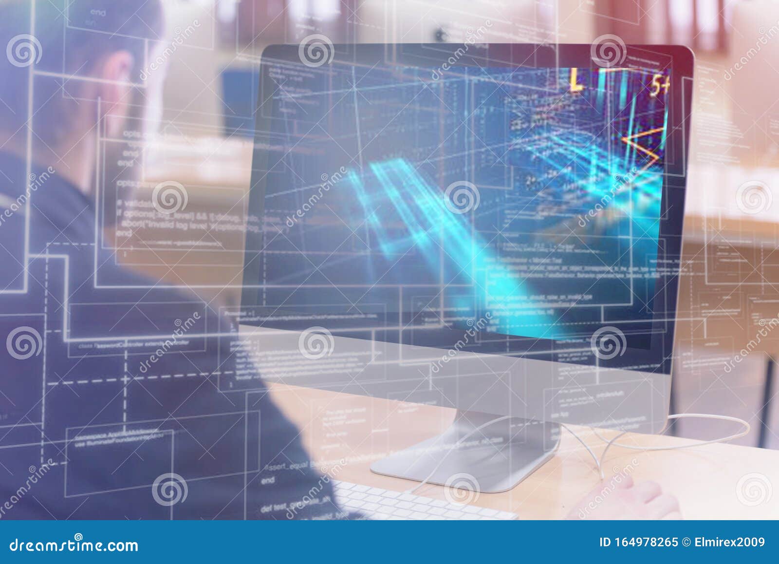 Programmer Working in a Software Development and Coding Technologies. Website Design Stock Image ...