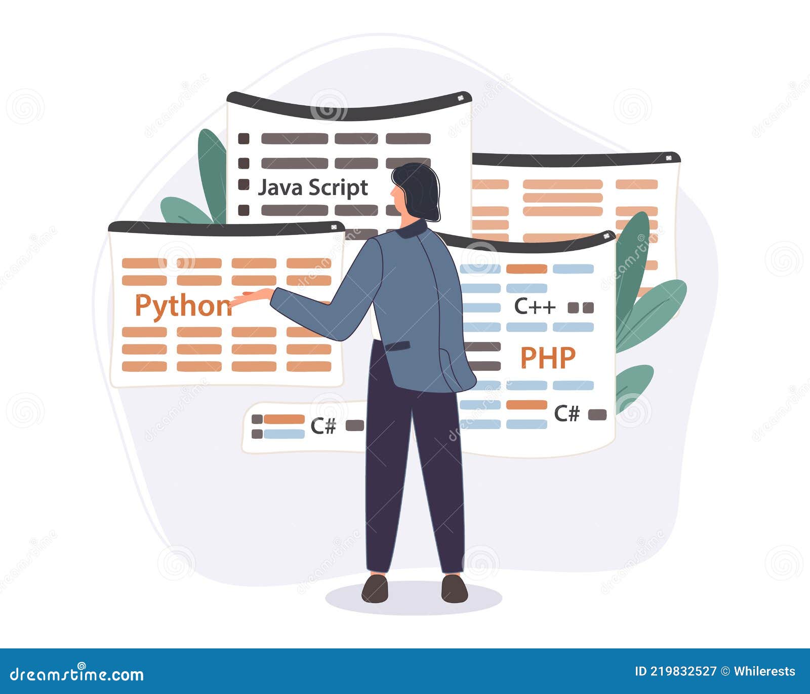 Programmer Working On Web Development Code Engineer Programming In Python Php And Java Script