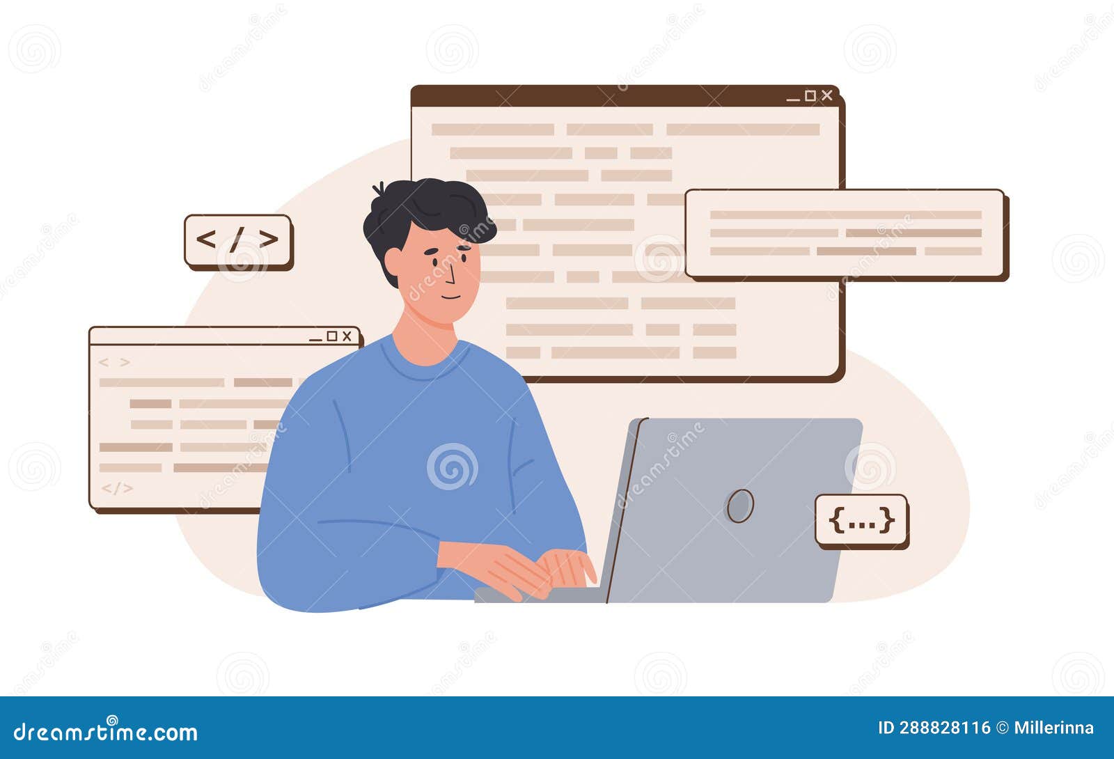 Programmer Working On Web Development In Php Python Javascript On Virtual Computer Screen 3699