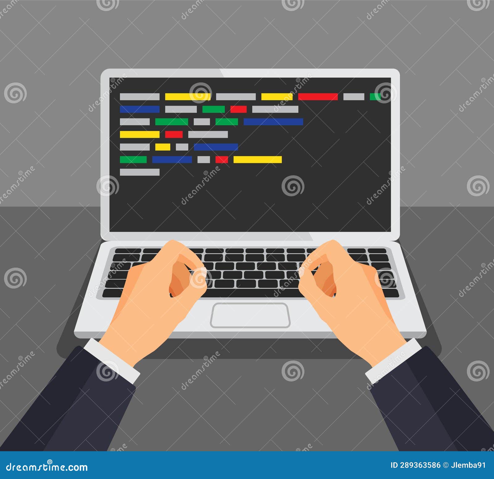 Programmer Working Writing Code. Stock Vector - Illustration of type, online: 289363586