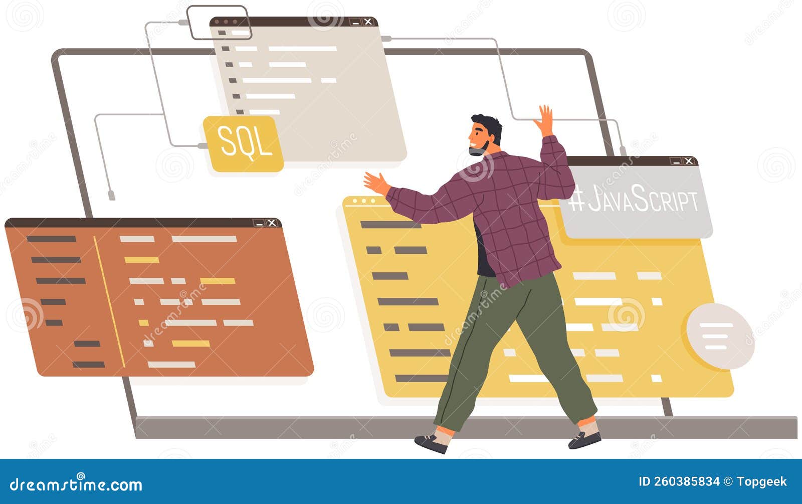 Programmer is Working on Writing Codes on Special Language Sql and Java Script, Program Code ...