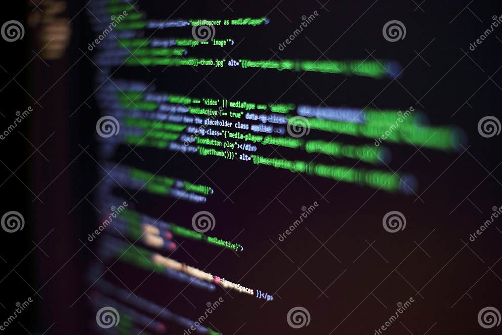 Programmer Workplace. Big Data Storage and Cloud Computing Representation. Programming Code ...