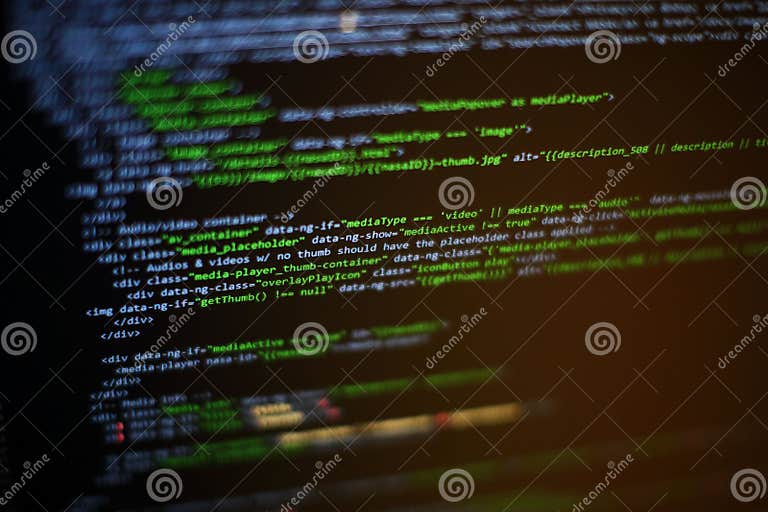 Programmer Workplace. Big Data Storage and Cloud Computing Representation. Programming Code ...