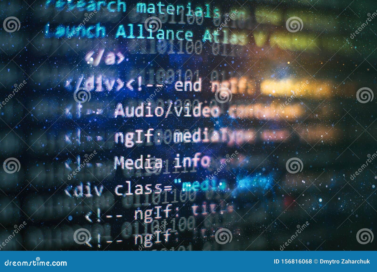 Programmer Workplace. Big Data Storage and Cloud Computing Representation. Programming Code ...