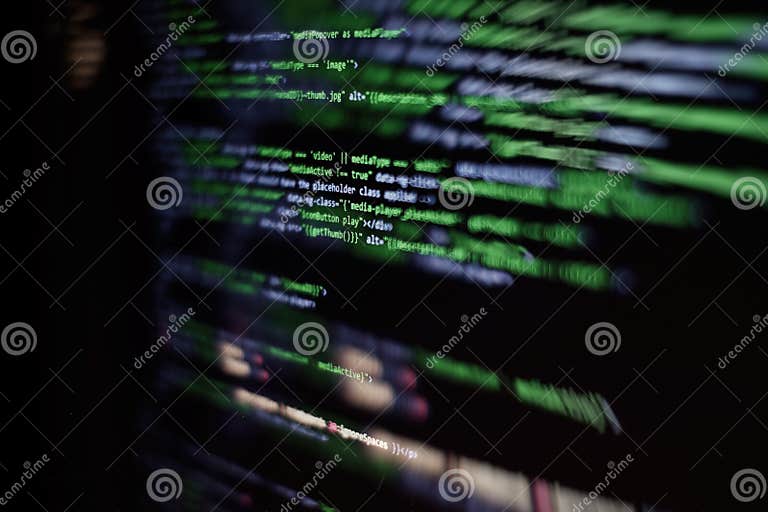 Programmer Workplace. Big Data Storage and Cloud Computing Representation. Programming Code ...