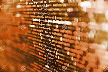 Programmer Workplace. Data Encryption Security Code on a Computer Display. Programmer Typing New ...