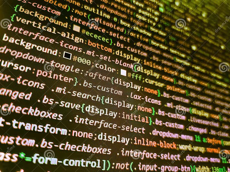 Programmer Workplace. Shallow Depth of Field Effect. Programing ...