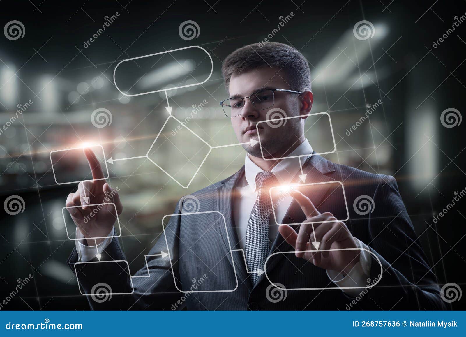 The Programmer Works with a Program Flowchart Stock Photo - Image of ...