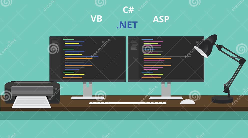 Programmer Workspace Visual Studio . Net Technology Asp Vb Basic Stock ...