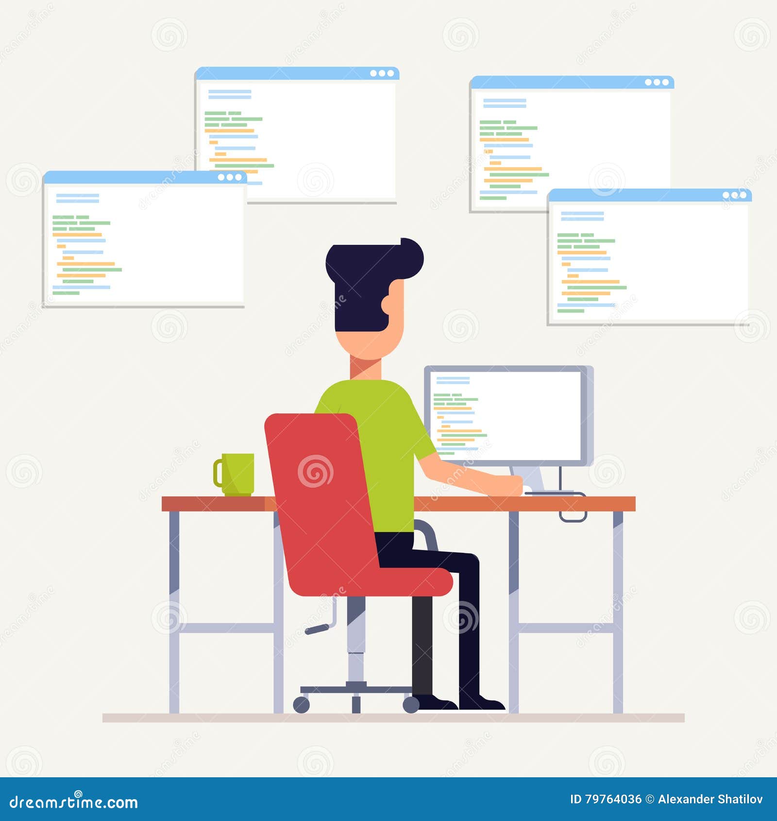 The Programmer Writes Code on the Computer. Multi-specialist. the Man ... The Programmer Writes Code on the Computer. Multi-specialist. the Man ...
