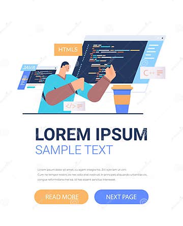Programmer Writing Code for Computer App Engineering Software Coding Programming Languages ...