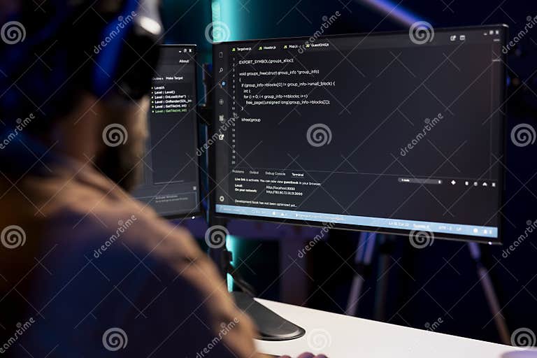 Programmer Writing Code on Computer To Futureproof Company Network Stock Image - Image of fixing ...