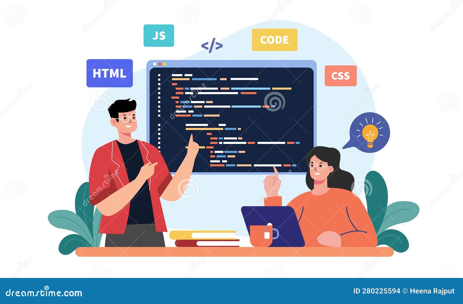Programmer Writing Code Using Laptop Stock Vector Illustration Of Javascript Development 9717