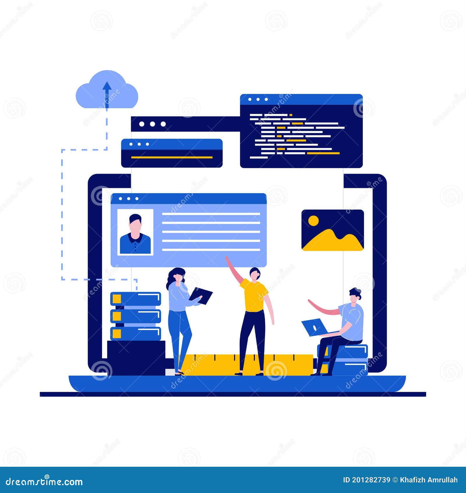 Programmeren En Ontwerpen Van Het Web Met Karakter. Ontwikkelingsteam Dat Computersoftware Met ...